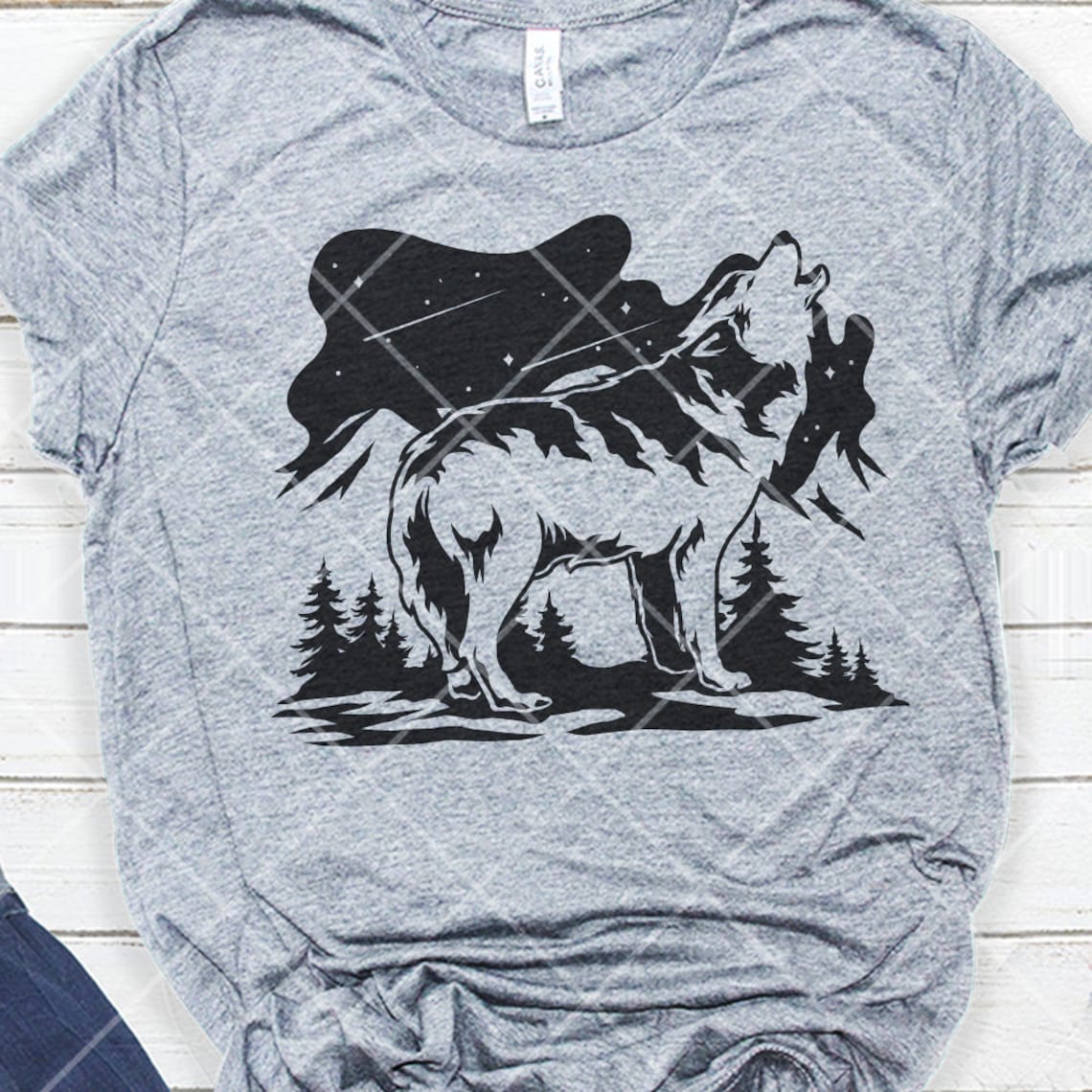 Wolf Scene Svg Howling Wolf Clipart Winter Christmas View - Etsy