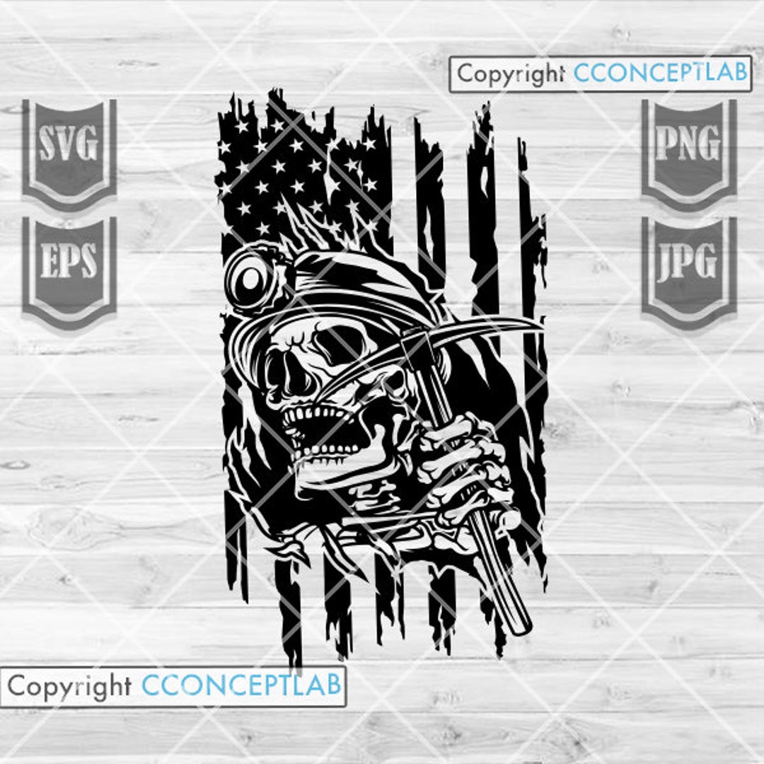 US Miner Skull Svg | Miner Svg | US Mining Svg | Mining Clipart ...