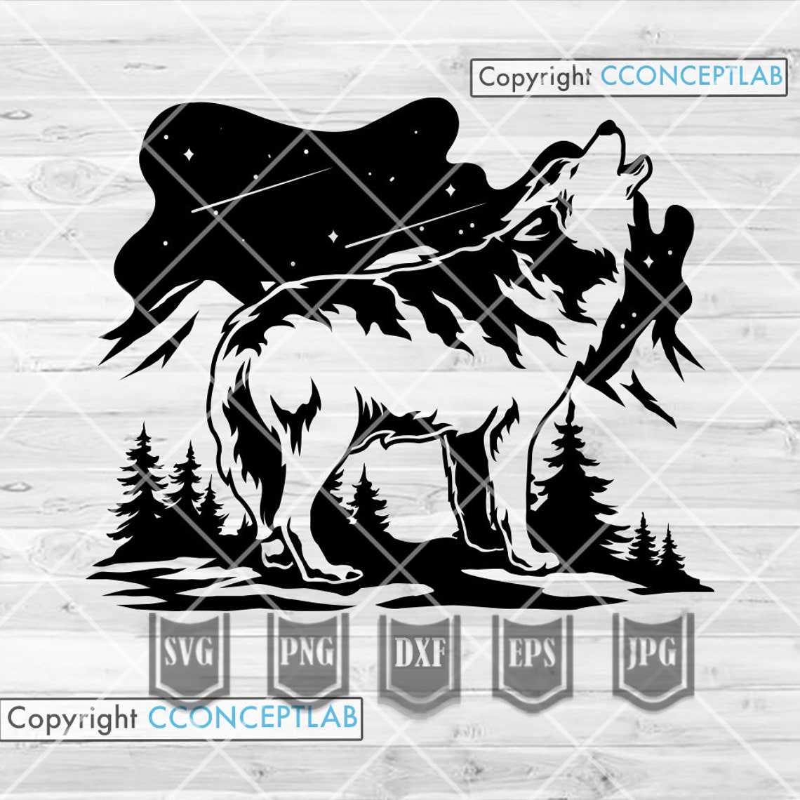 Wolf Scene Svg Howling Wolf Clipart Winter Christmas View - Etsy