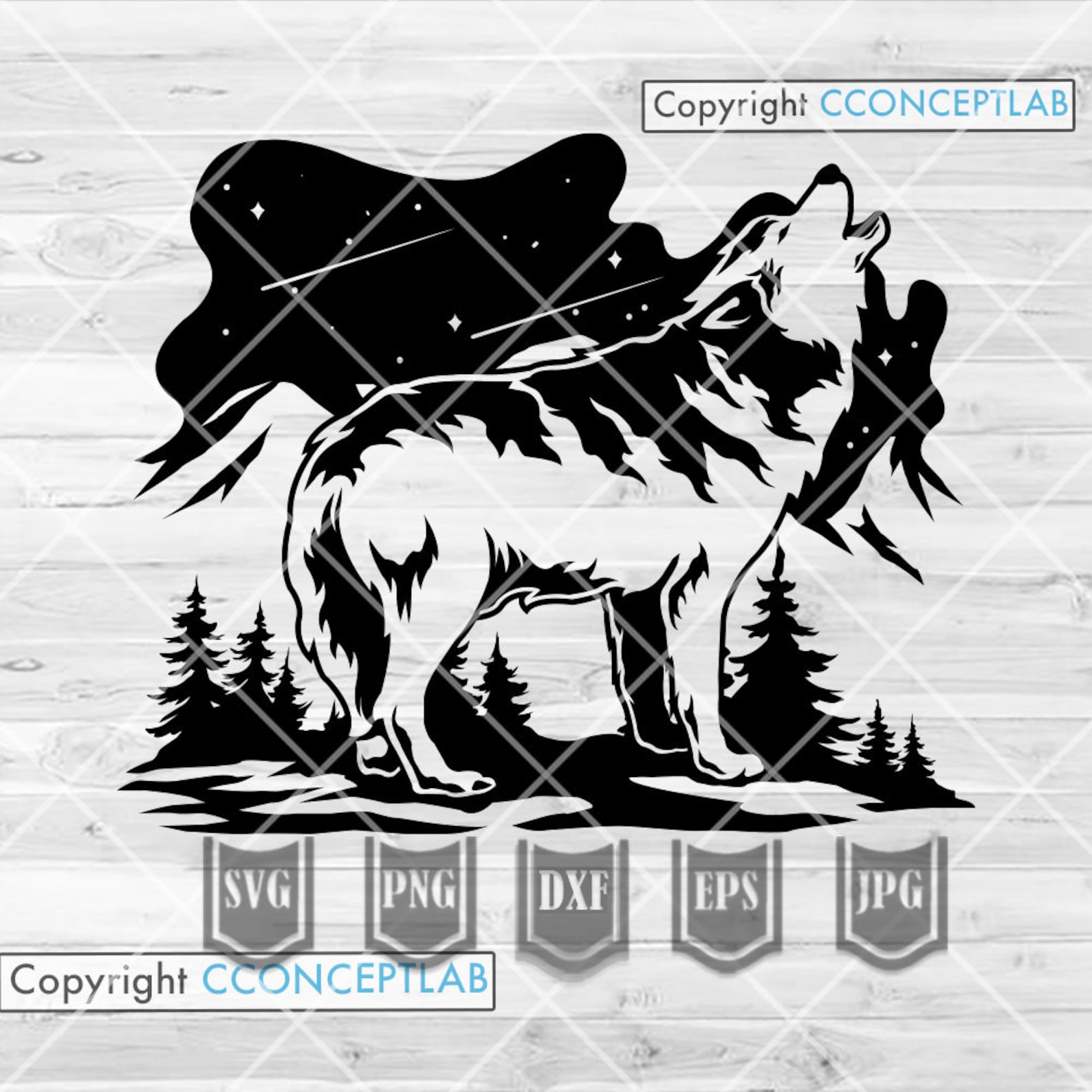 Wolf Scene Svg Howling Wolf Clipart Winter Christmas View - Etsy