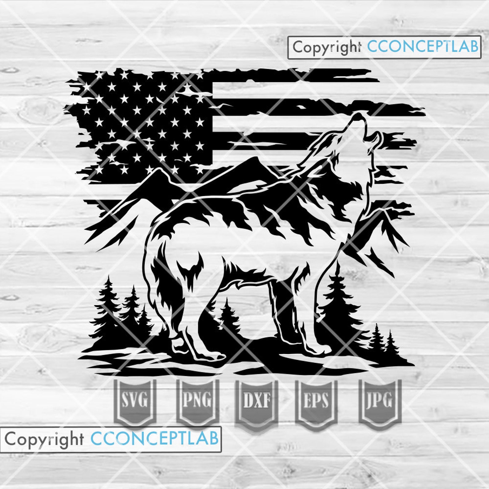 US Flag Wolf Scene Svg Outdoor Clipart Camping Shirts Png - Etsy