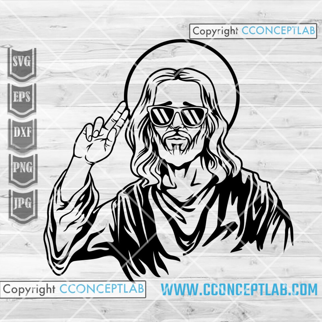 Jesus Svg | Cool Jesus Svg | Christ Clipart | Hippie Lord Cutfile ...