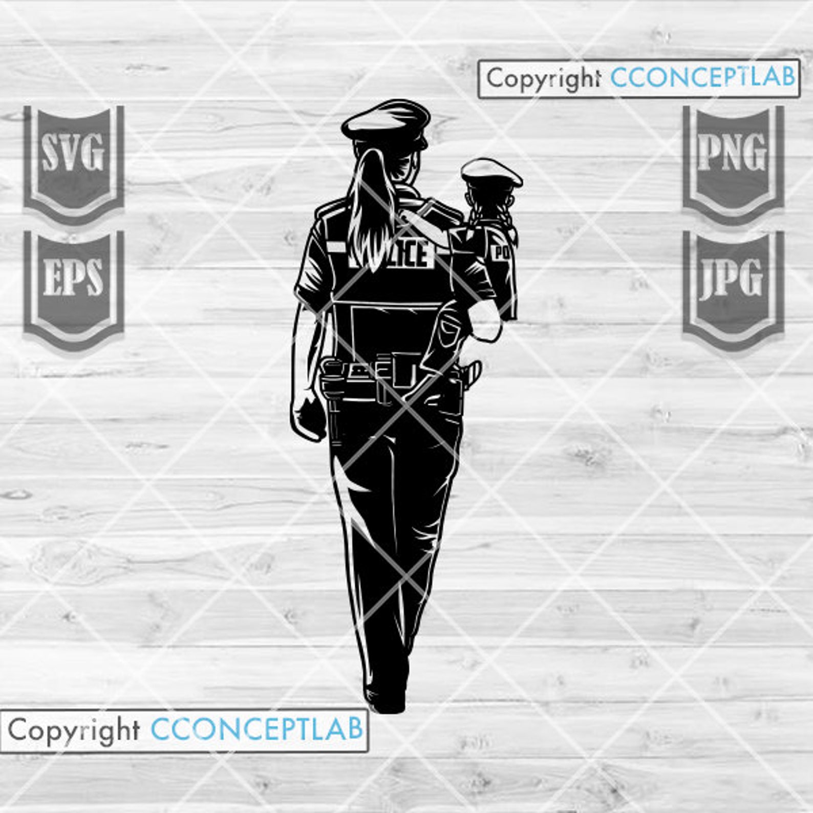 Police Woman with Daughter svg Police Women Clipart Police | Etsy