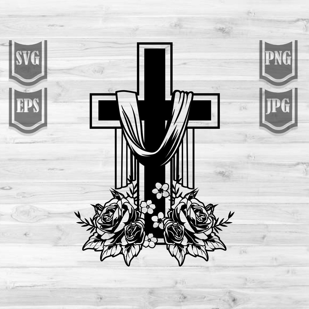 Floral Cross Svg File Religious Cross Svg Flower Cross Svg Floral Cross ...
