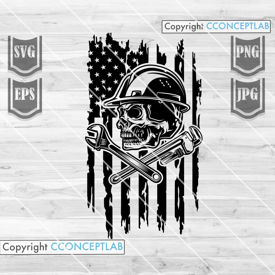 Patriotic Plumber Skull Svg || Skull Svg || Plumber Skull Svg ...