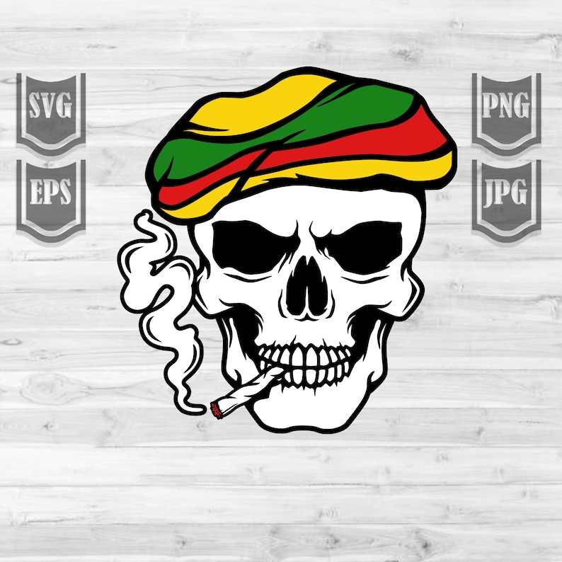 Rasta Skull Svg File Skull Smoking Cannabis Joint - Etsy Ireland