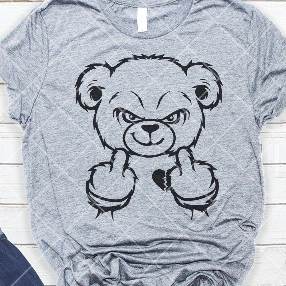 Teddy Middle Finger Svg Teddy Bear Clipart Hipster Grizzly - Etsy Canada