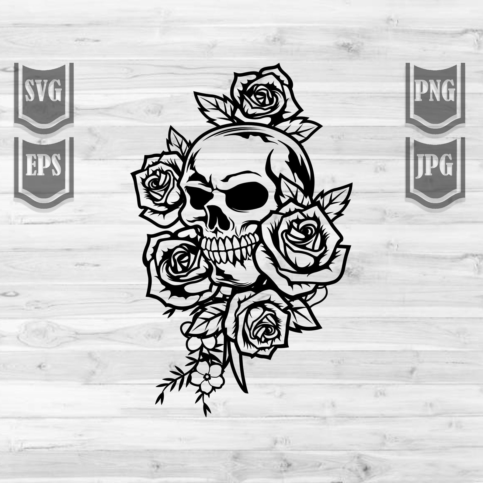 Skull Flowers Svg File || Skull Svg || Skull Clipart || Floral Skull ...