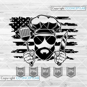 US Beard Man Chef Svg | Cooking Dad T-shirt Design Gift Idea Png ...