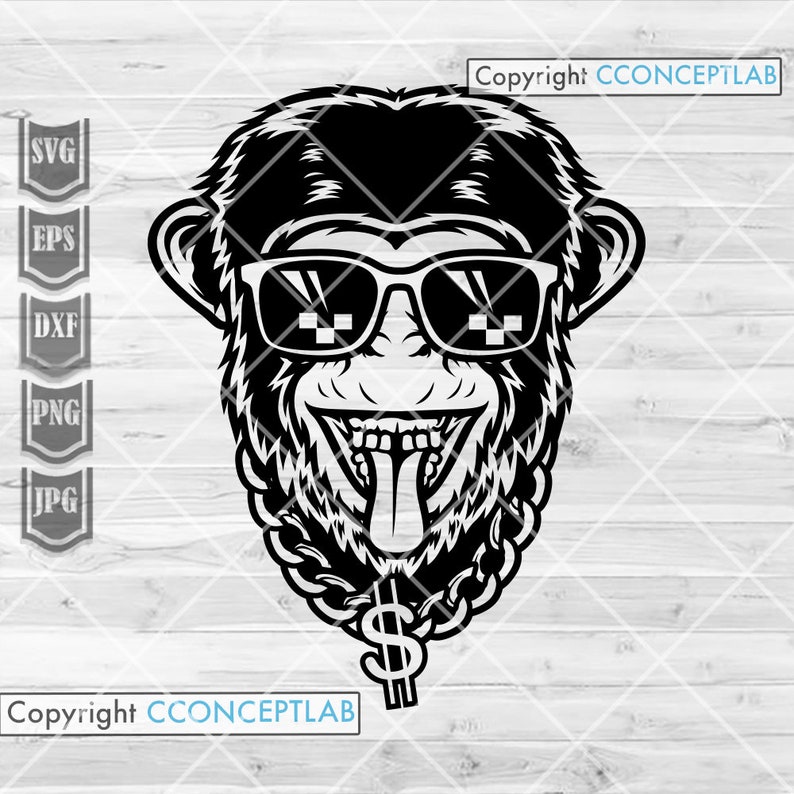 Rich Monkey Svg Wild Animal Clipart Cute Famous Monkey - Etsy