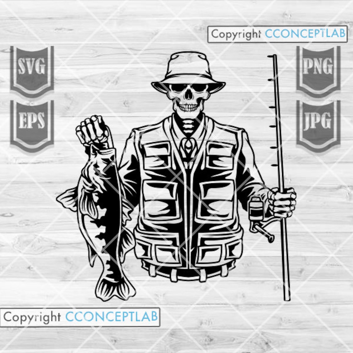 Fisherman Skull Svg Angler Dad Shirt Png Fishing Day - Etsy