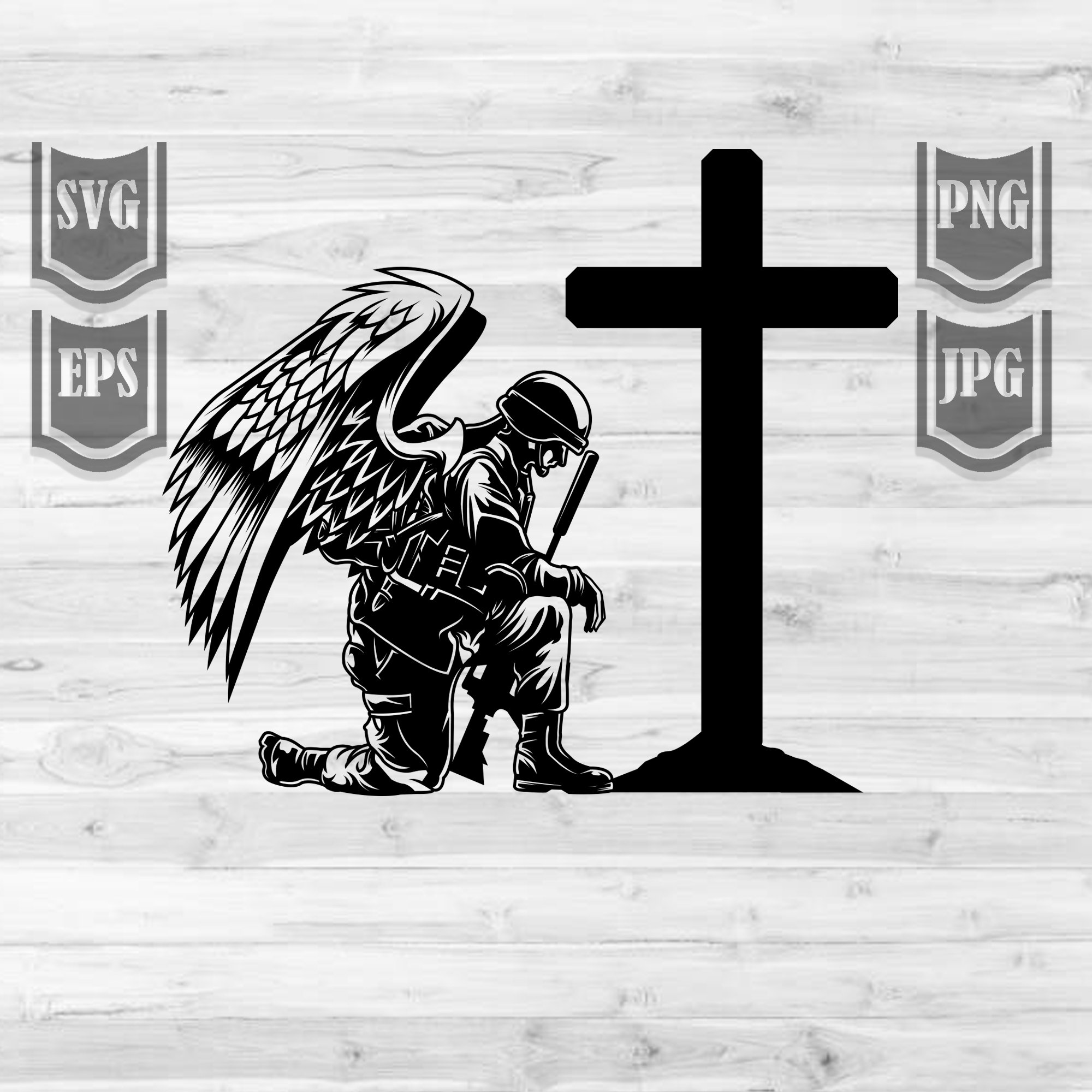 Soldier Kneeling At Cross Drawings