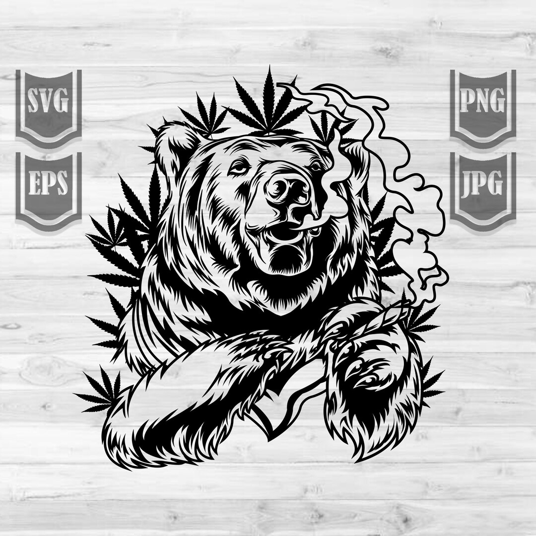 Chill Rasta Bear Illustration Svg File Rasta Bear Clipart Bear Anima ...