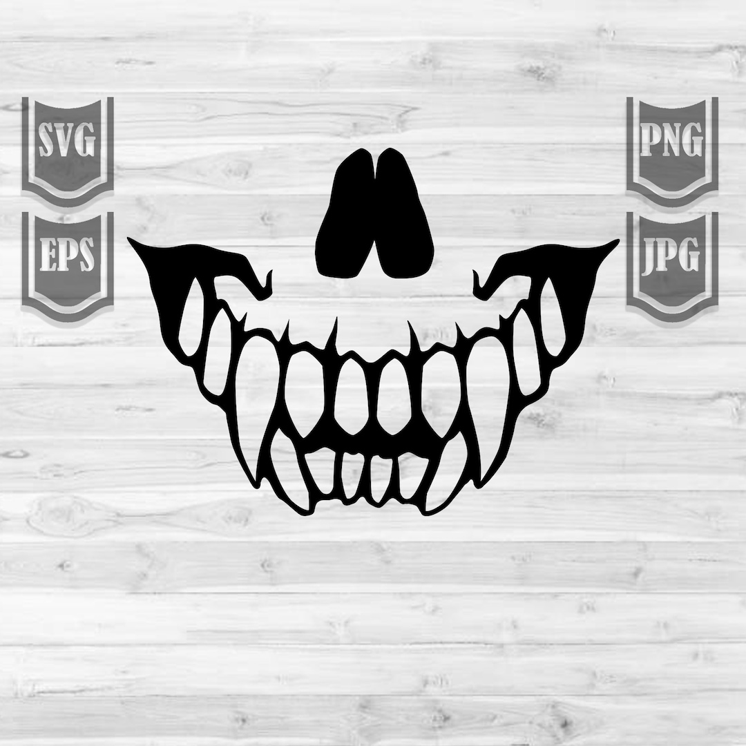Sharp Scary Teeth Svg File || Teeth Clipart || Scary Skull Teeth Svg ...