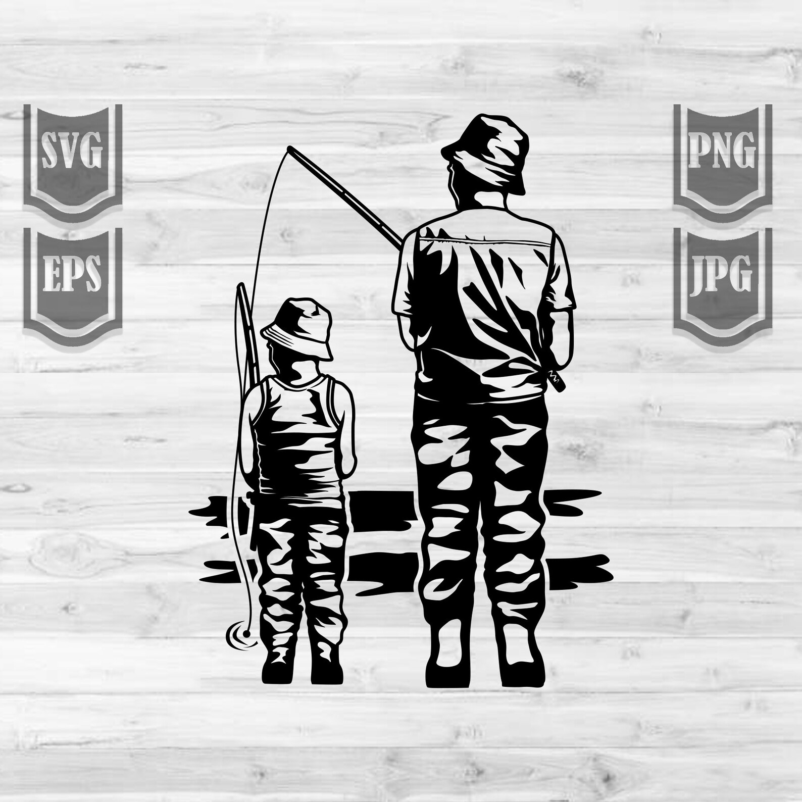 Fishing Father and Son Svg | Like Father Like Son Clipart | Outdoor ...