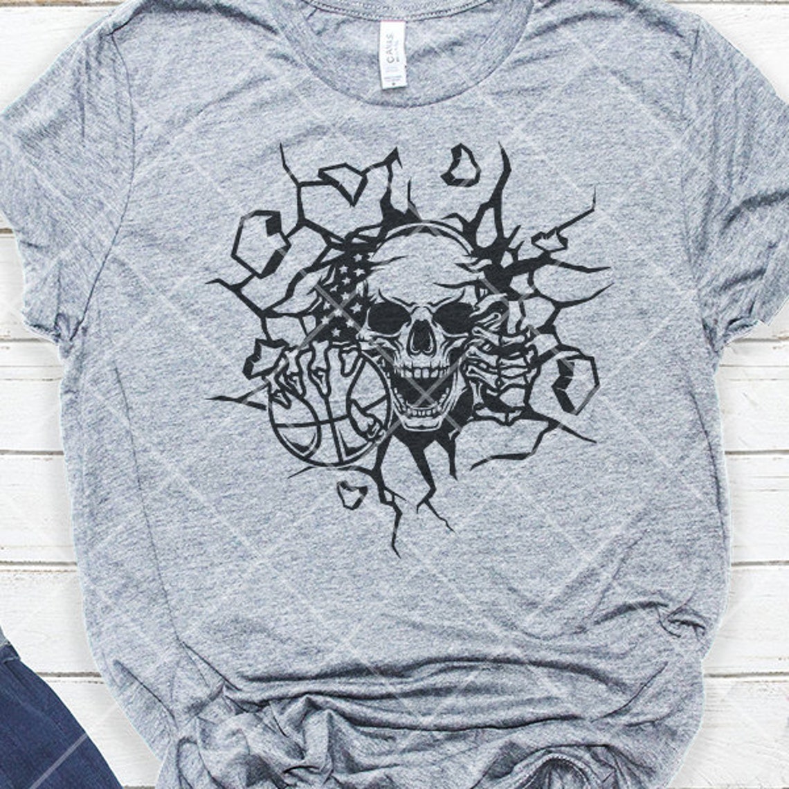 Smashing Wall Skull Basketball Svg Basketball Svg Smashing - Etsy