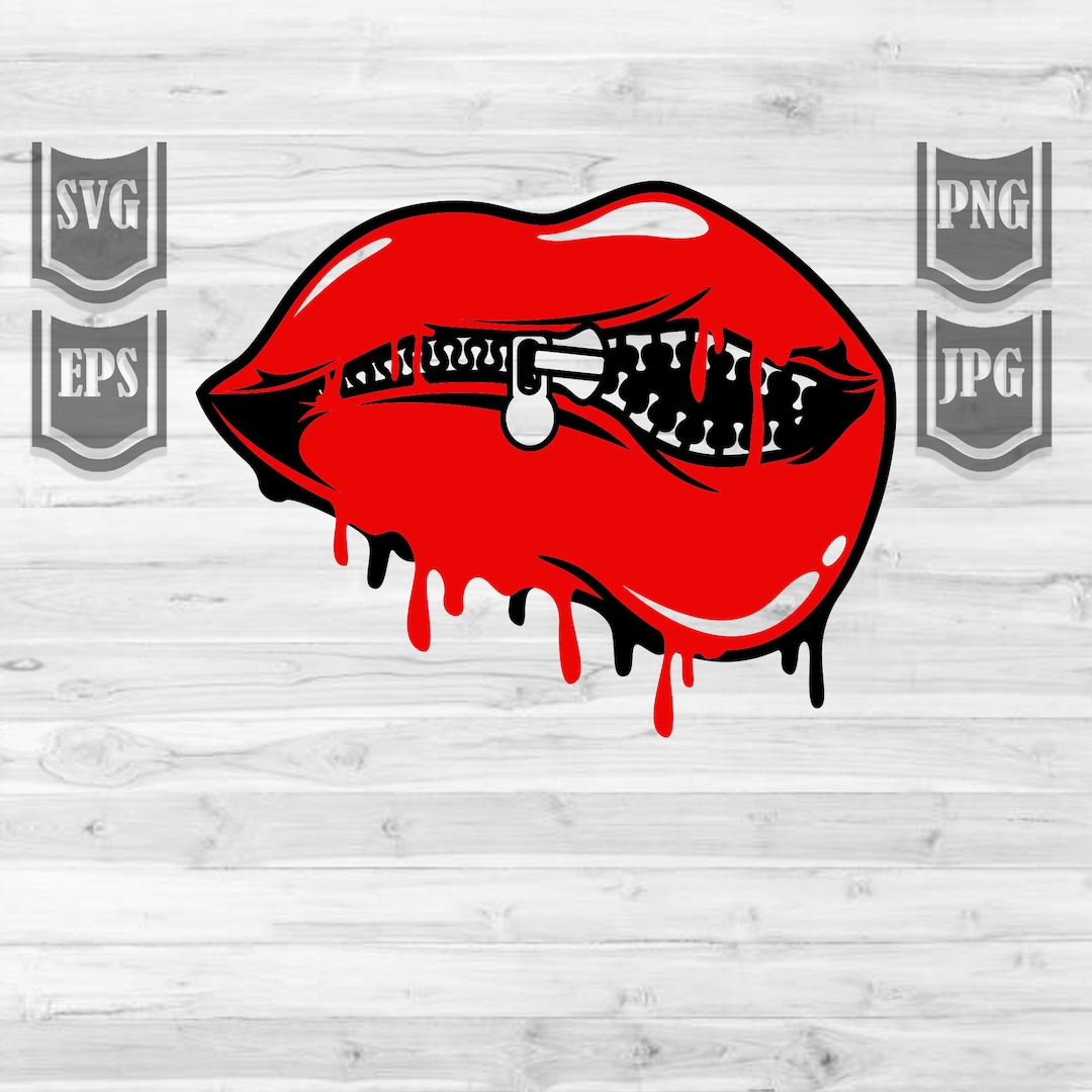 Zipped Lips Svg Sexy Lippies Clipart Red Lip Cutfile Zip Mouth Stencil