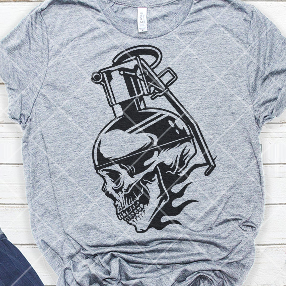 Skull Hand Grenade Svg | Bomb Clipart | Skeleton Head Weapon Stencil ...