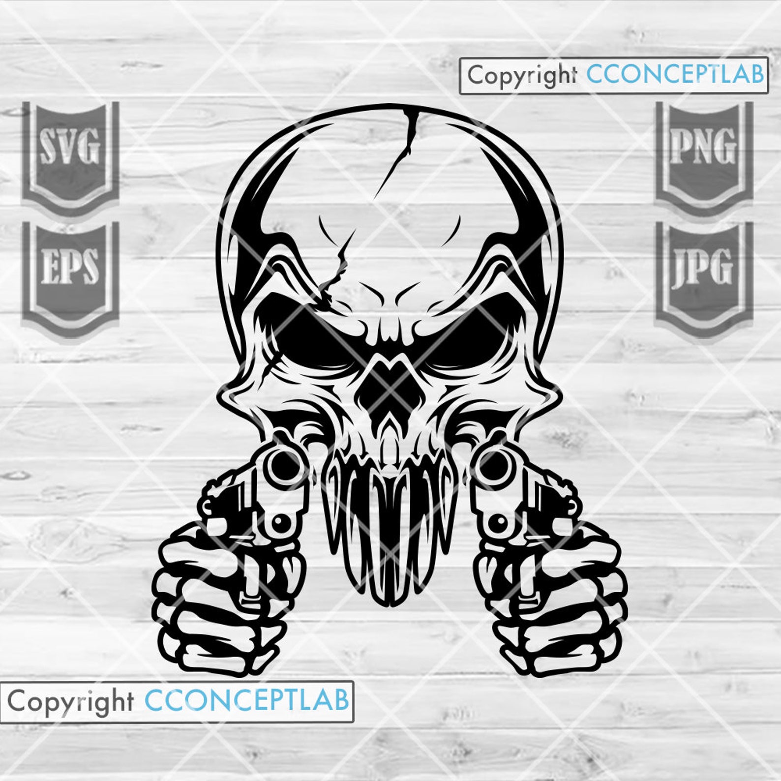 Skull With Guns Svg Skull Svg Skull Head Svg Skull - Etsy
