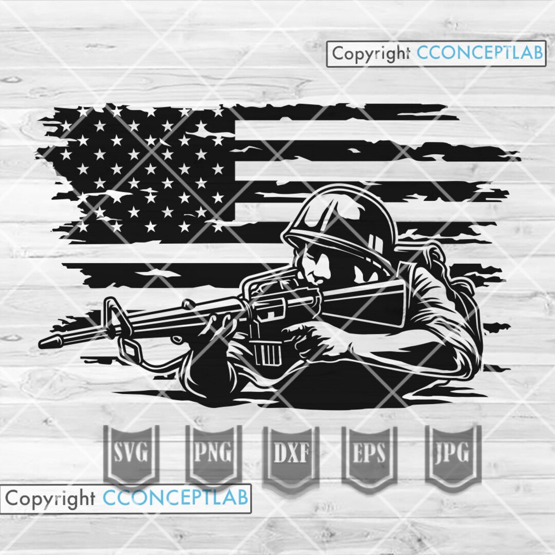 US Soldier in Battlefield Svg | Military Dad Cut File | Patriotic USA ...