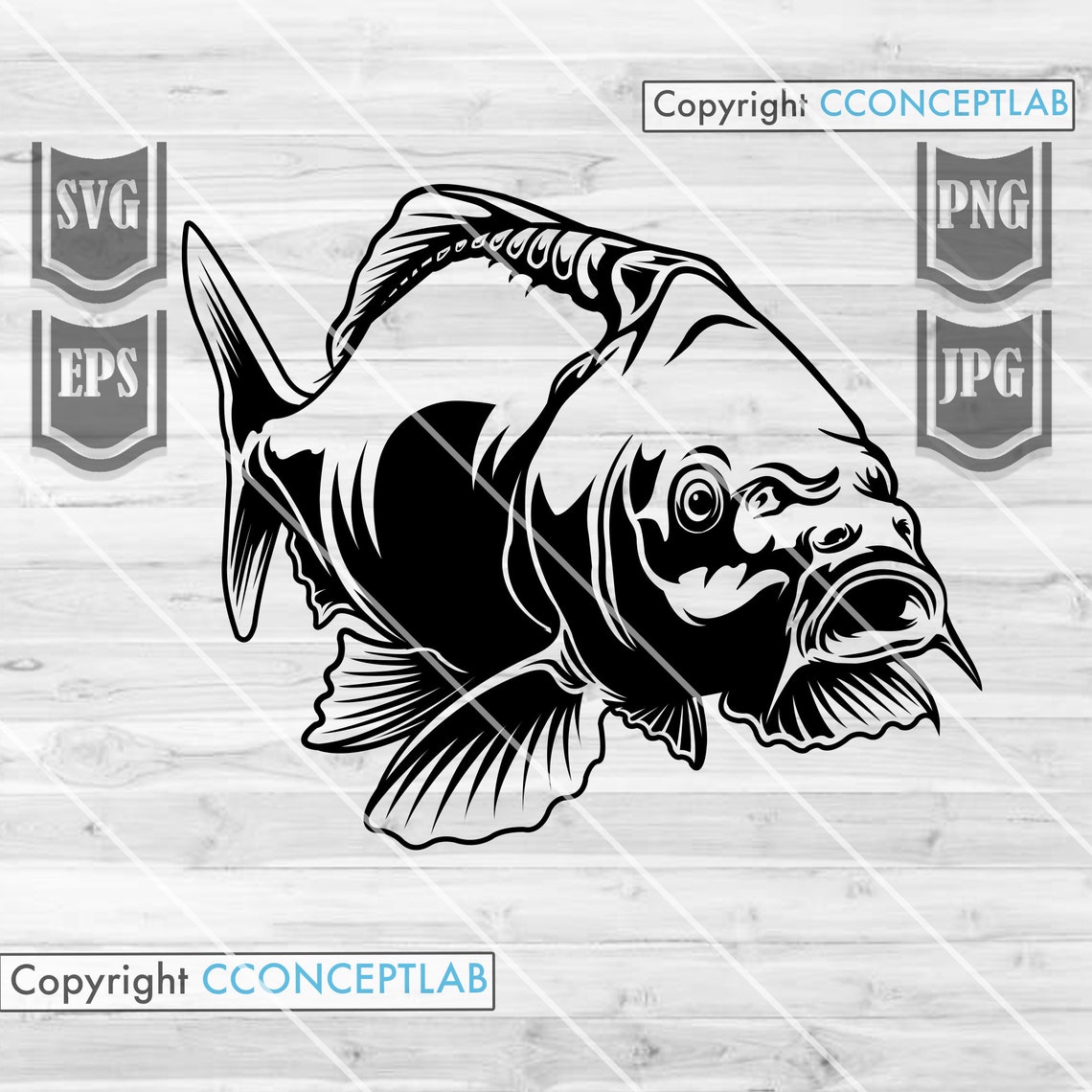 Carp Fish Clipart || Carp Fish Svg || Carp Svg || Carp Fishing Svg ...
