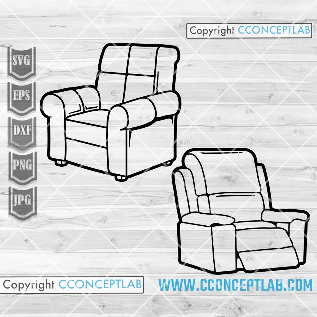 Resting Chair Svg | Lounge Armchair Clipart | Sofa Stencil | Vintage ...