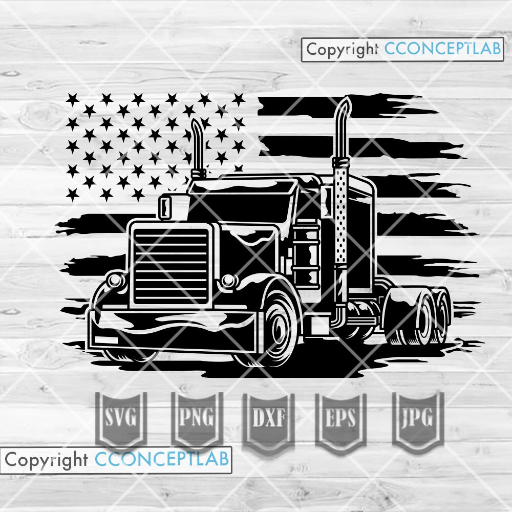 US Semi Truck Svg | Trucker Dad Clipart | Skilled Driver Shirt Png ...