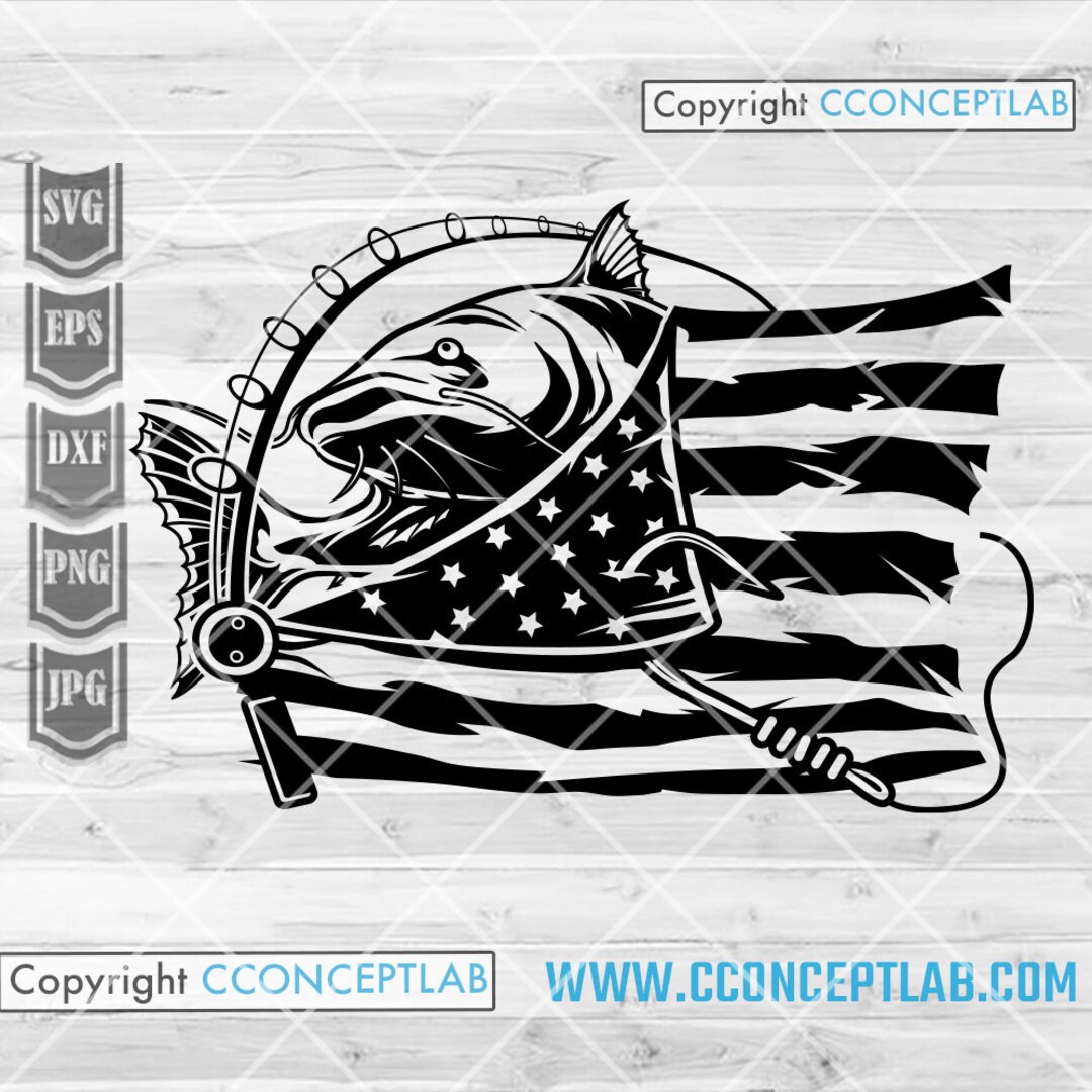 US Cat Fishing Svg | Angler Dad Shirt Png | Lake Angling Stencil ...