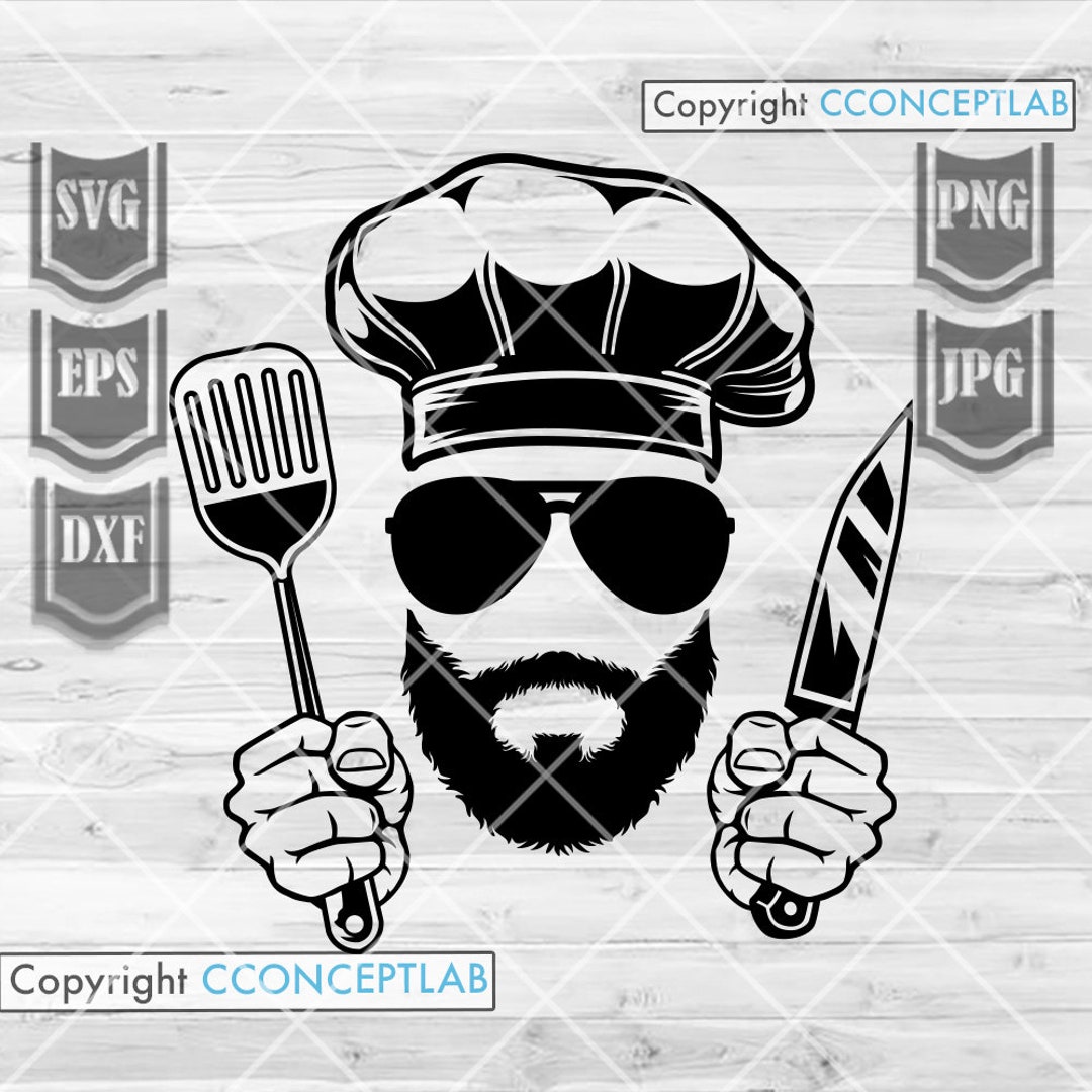 Beard Man Chef Svg | Cooking Dad T-shirt Design Gift Idea Png ...
