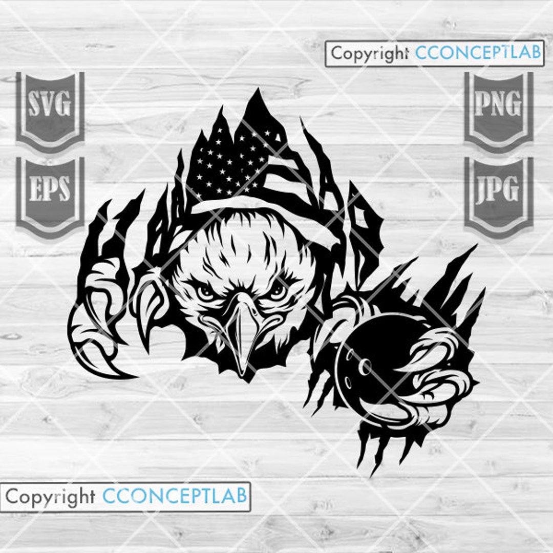 Bowling Eagle Scratch Svg | Bowling Svg | Patriotic Eagle Svg | Bowling ...