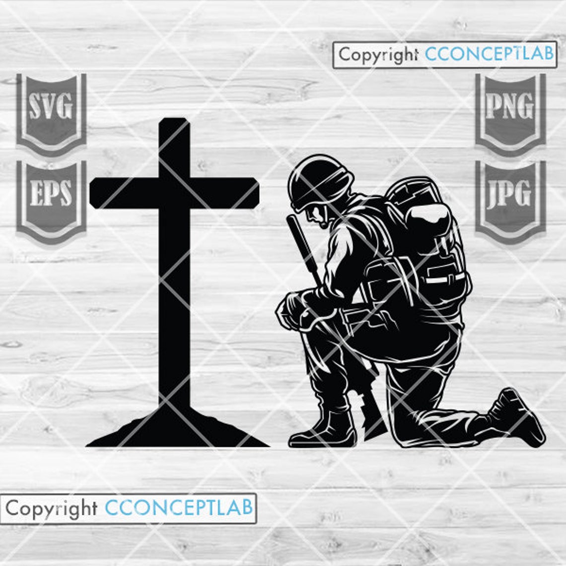 Soldier Kneeling at Cross Svg Fallen Soldier Svg Kneeling | Etsy