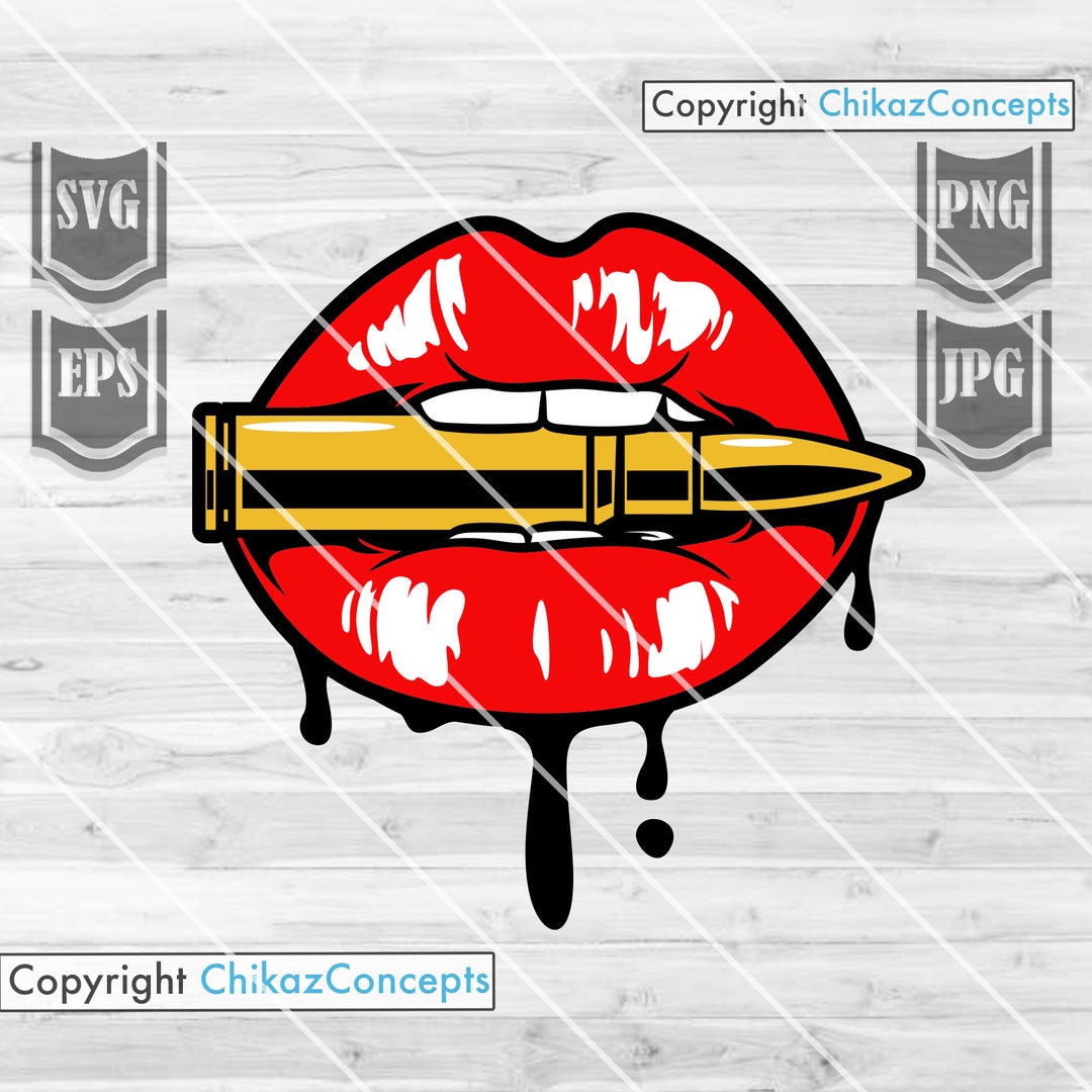 Sexy Red Lips Bullet Svg File Dripping Red Lips Svg Red Lips Bite