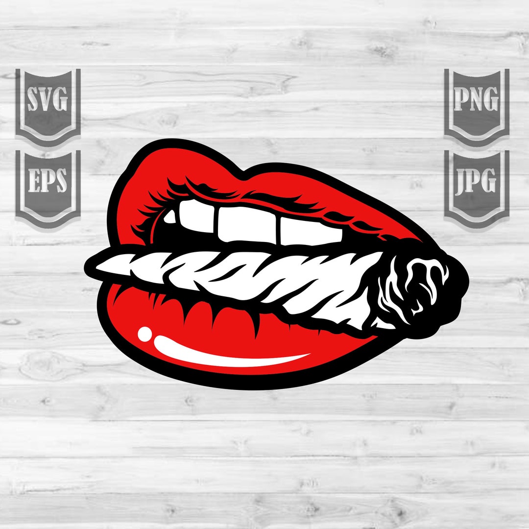 Sexy Lips Smoking Joint Svg | Cannabis Cut File | Smoking Weed Clipart ...