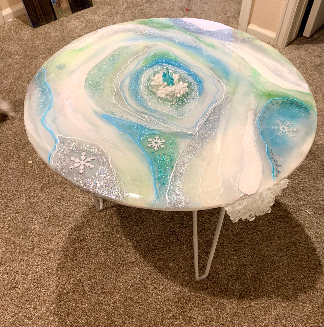 Original Resin Geode Side Table Let It Snow’ 24 X 24 X 20 - Etsy