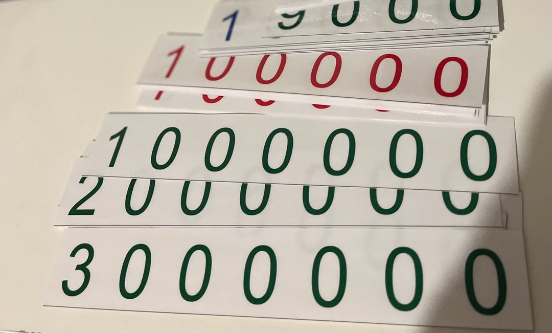 Card of Very Large Numbers, Mathematics, Montessori - Etsy