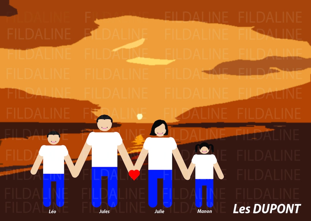 Personalized Family Poster, Family Portrait With Sunset, Digital - Etsy