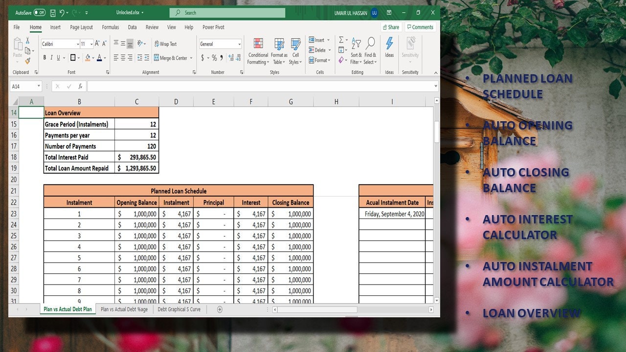 Debt Planner Editable Excel Template | Loan Planner | Debt Repayments ...
