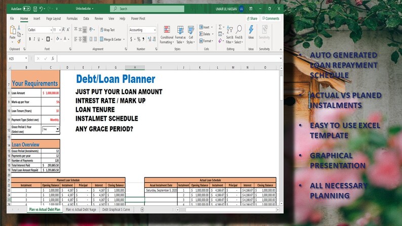 Debt Planner Editable Excel Template | Loan Planner | Debt Repayments ...