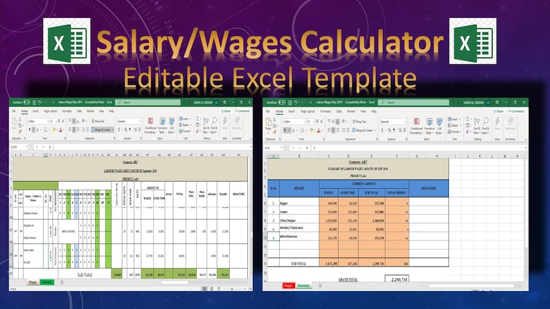 Excel Salary Calculator Excel Template | Manhours, Labour Wages, Overtime Hours and Much More ...