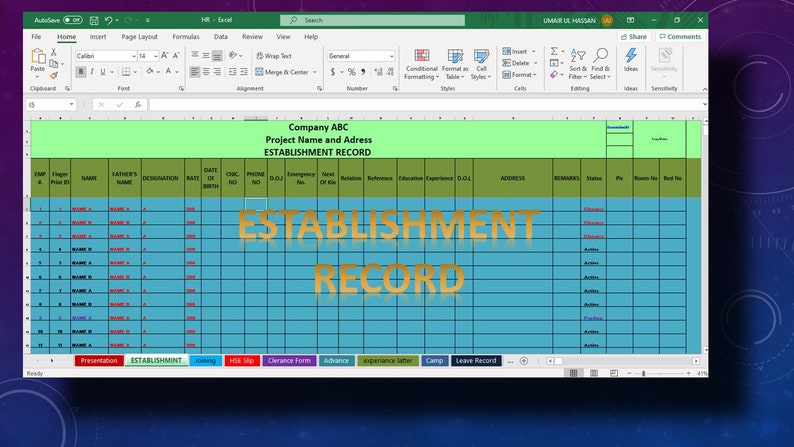 Human Resource and Time Keeping Excel Template for Small and Medium ...