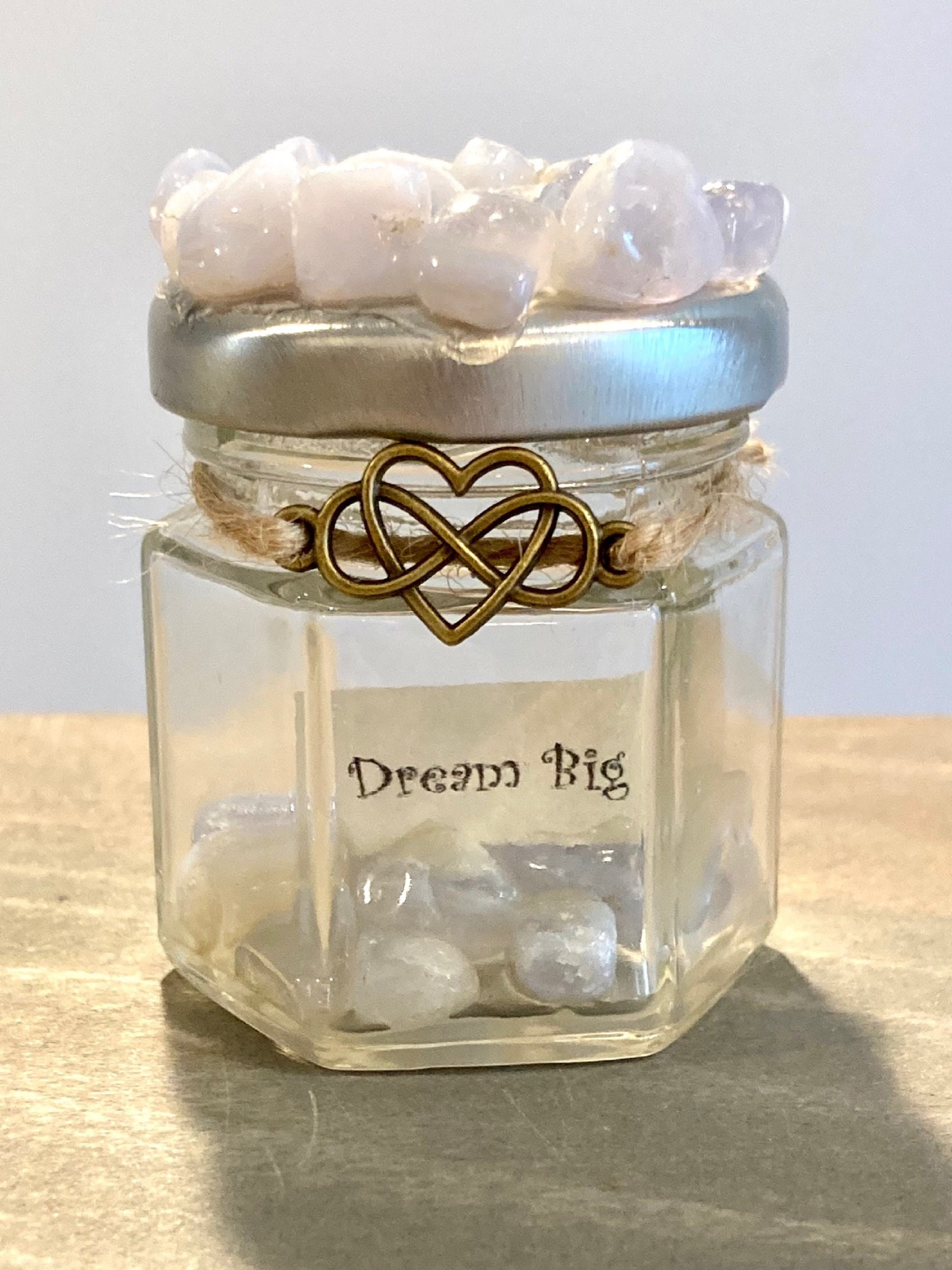 Gem Jars - Chalcedony Crystals, Inspirational Message Dream Big and ...