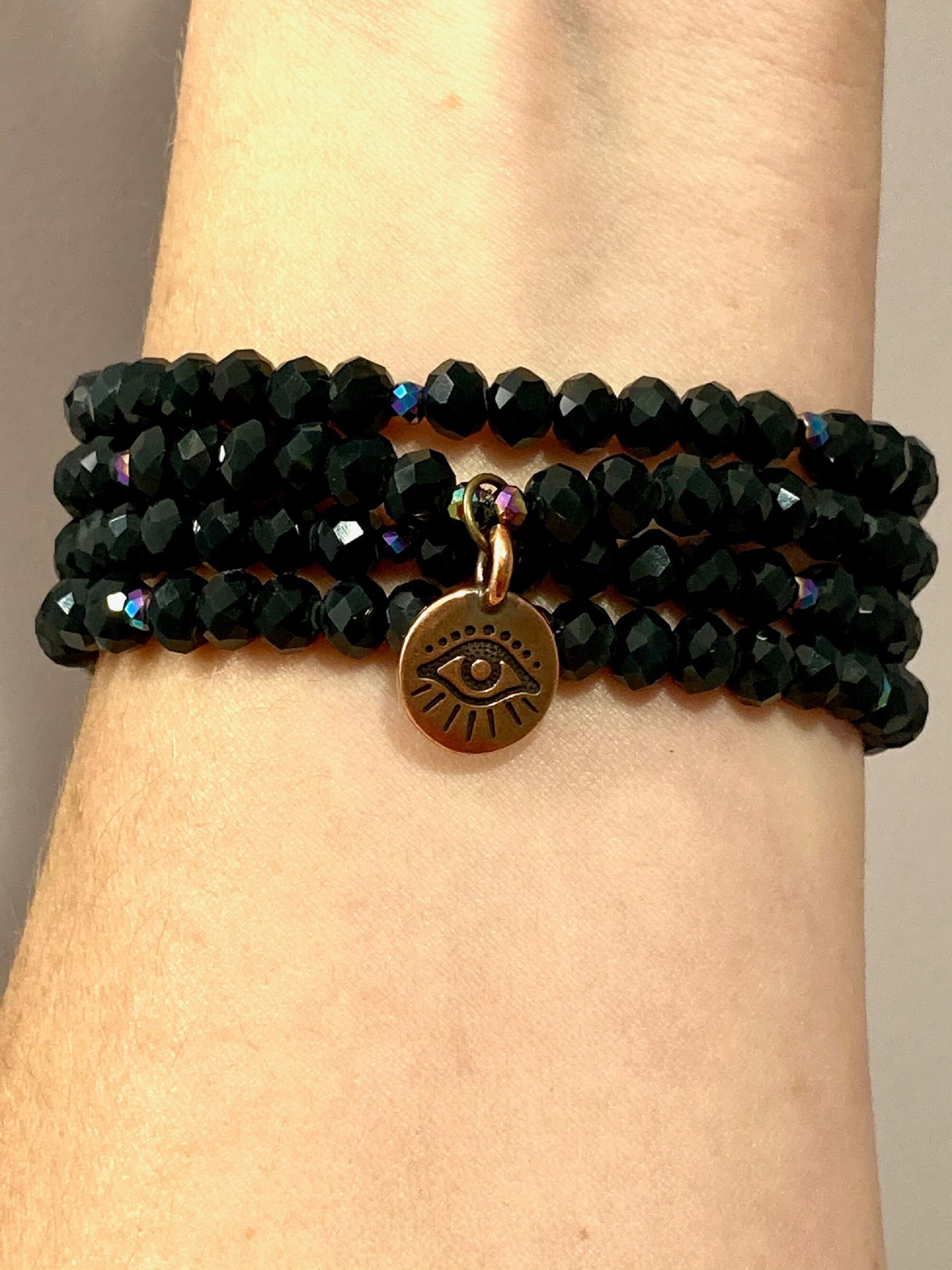 Gemstone Bracelet - Crystal / Titanium Rainbow Hematite / Protection ...