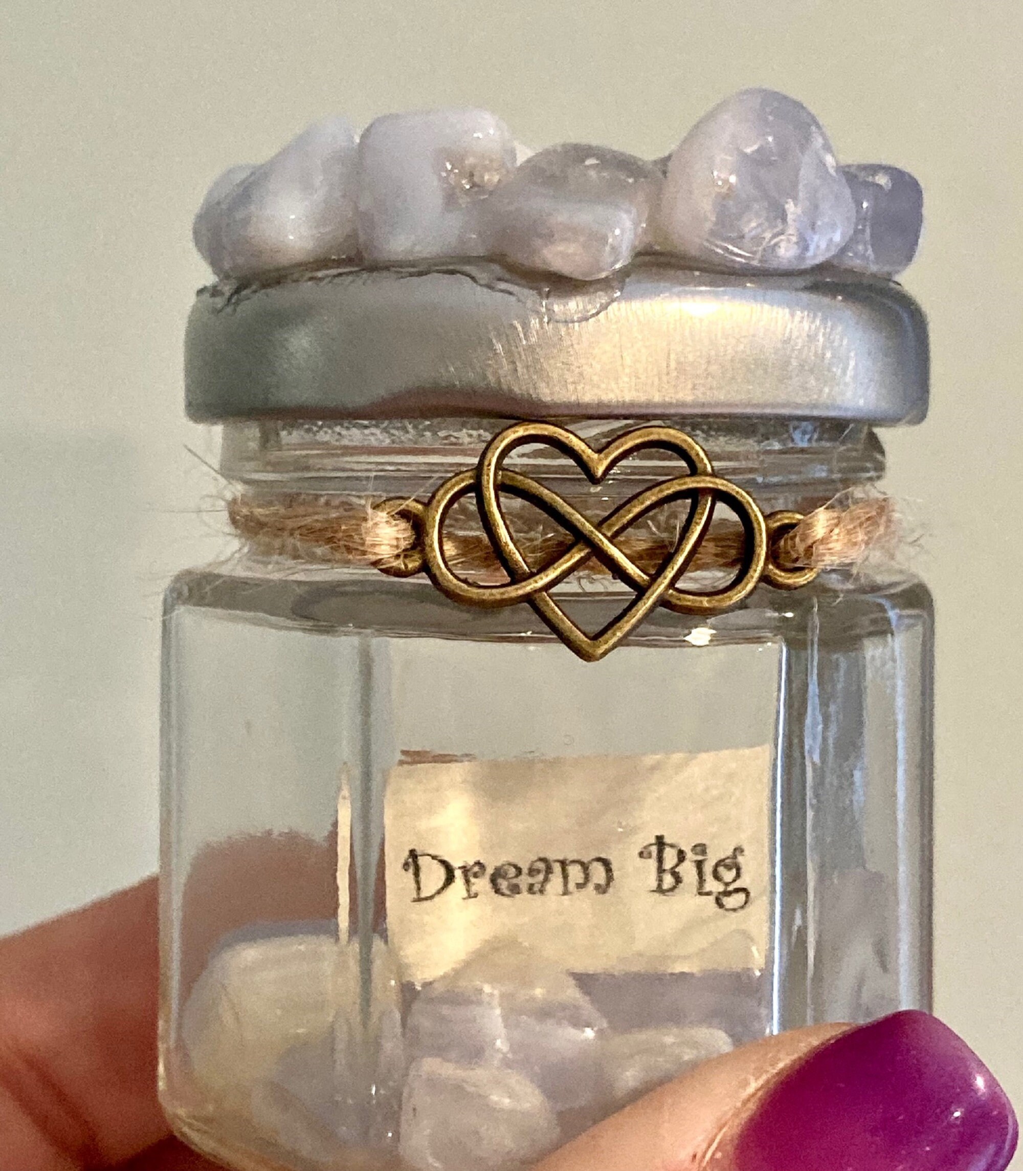 Gem Jars - Chalcedony Crystals, Inspirational Message Dream Big and ...
