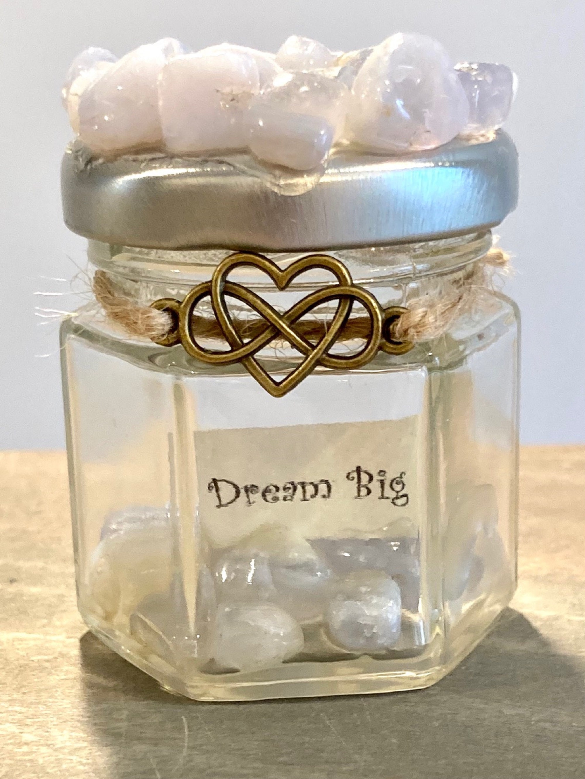 Gem Jars - Chalcedony Crystals, Inspirational Message Dream Big and ...