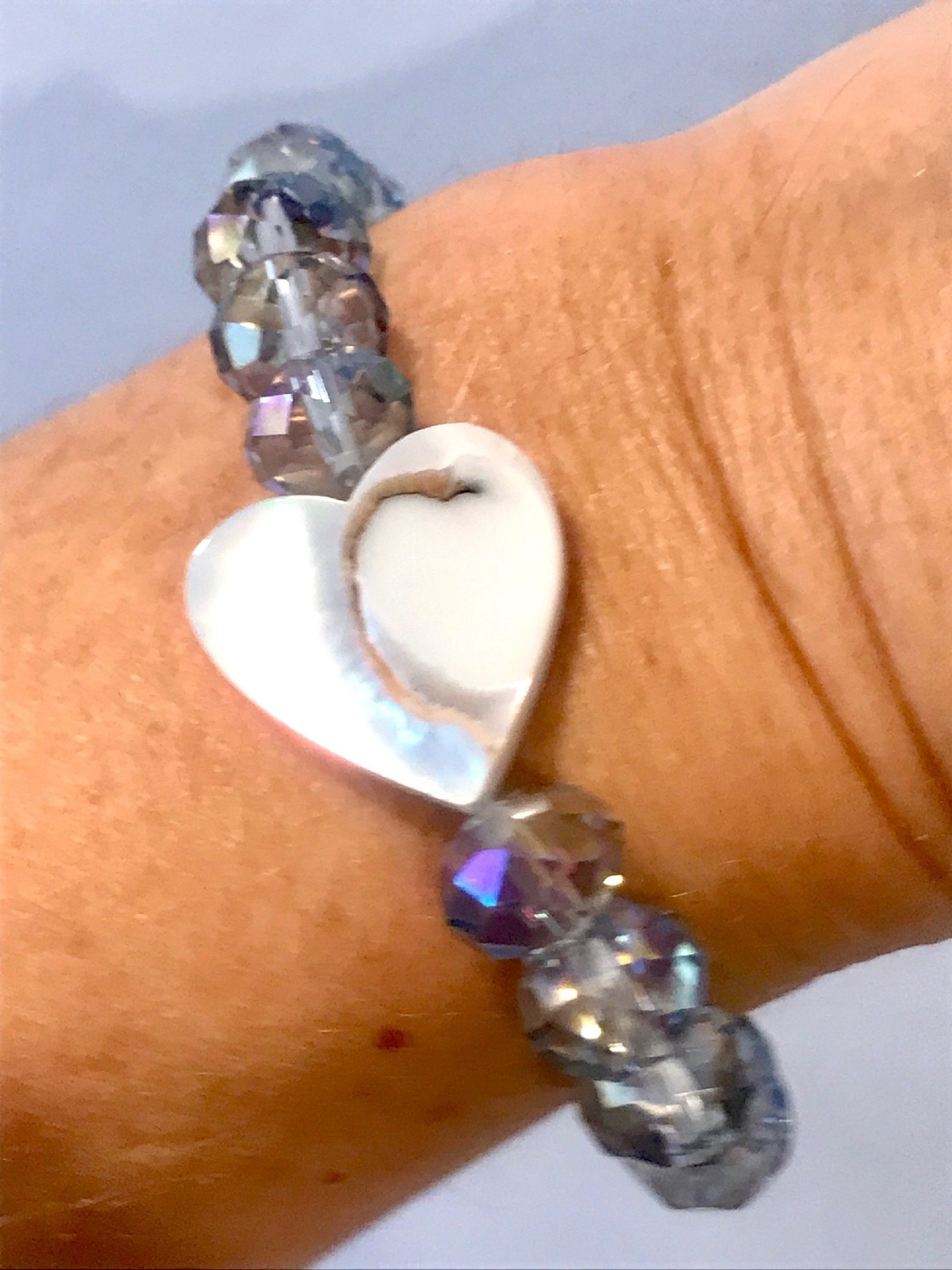 Crystal, Nautilus Shell/Abalone, Iron Pyrite Gemstone Angel Bracelet ...