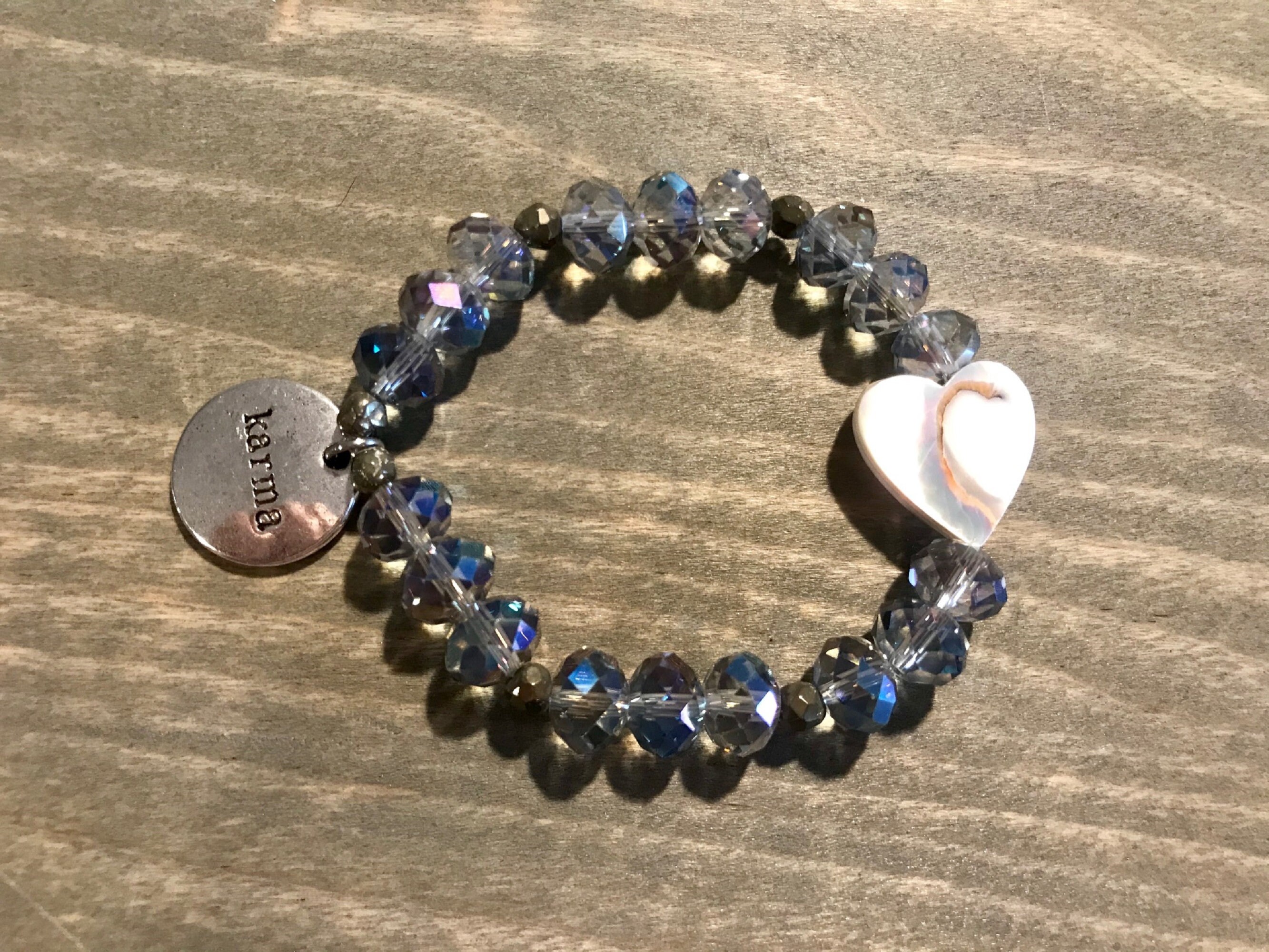Crystal, Nautilus Shell/Abalone, Iron Pyrite Gemstone Angel Bracelet ...