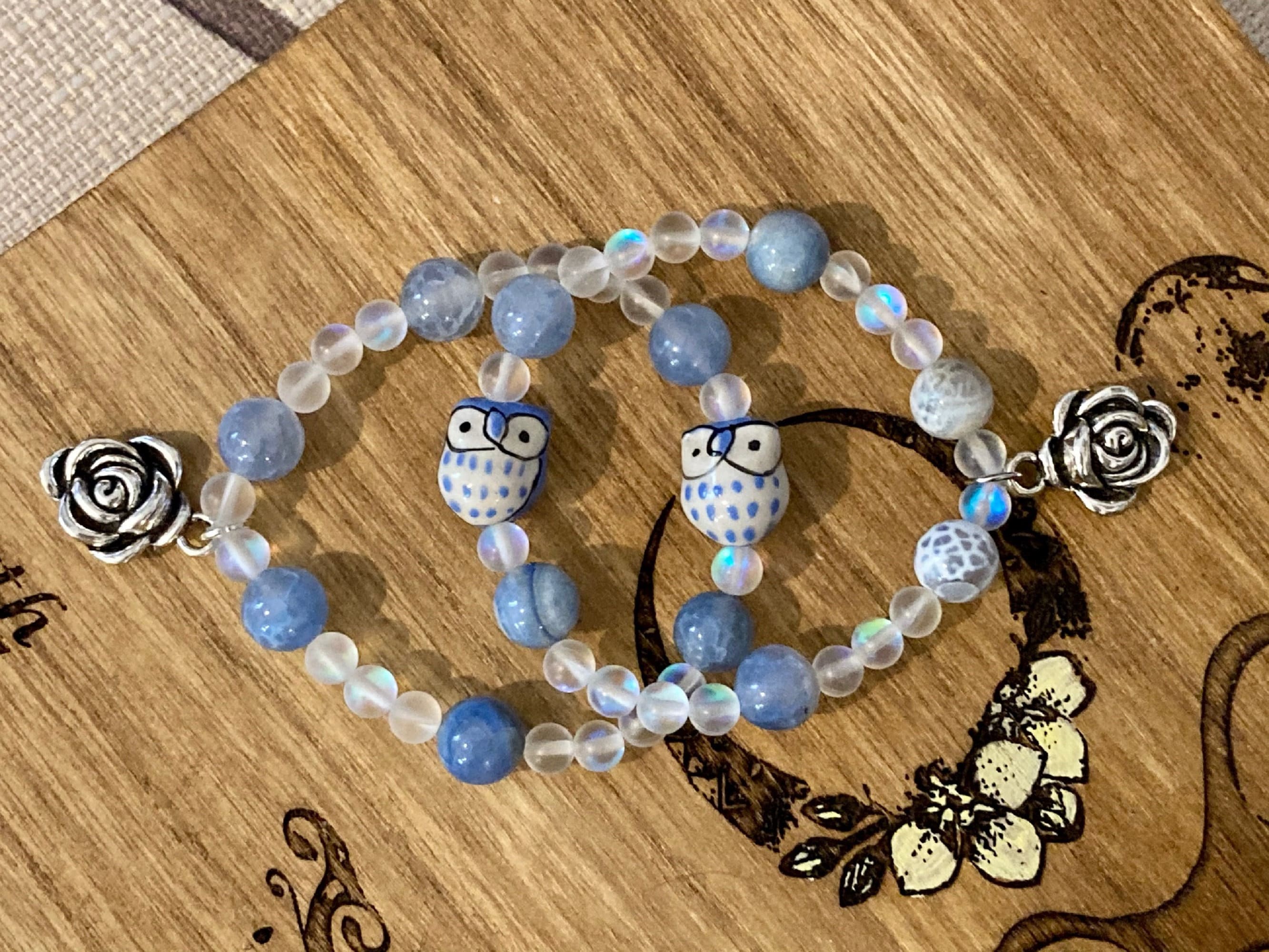 Gemstone Bracelet - Owl Bracelets / Multi Gemstones