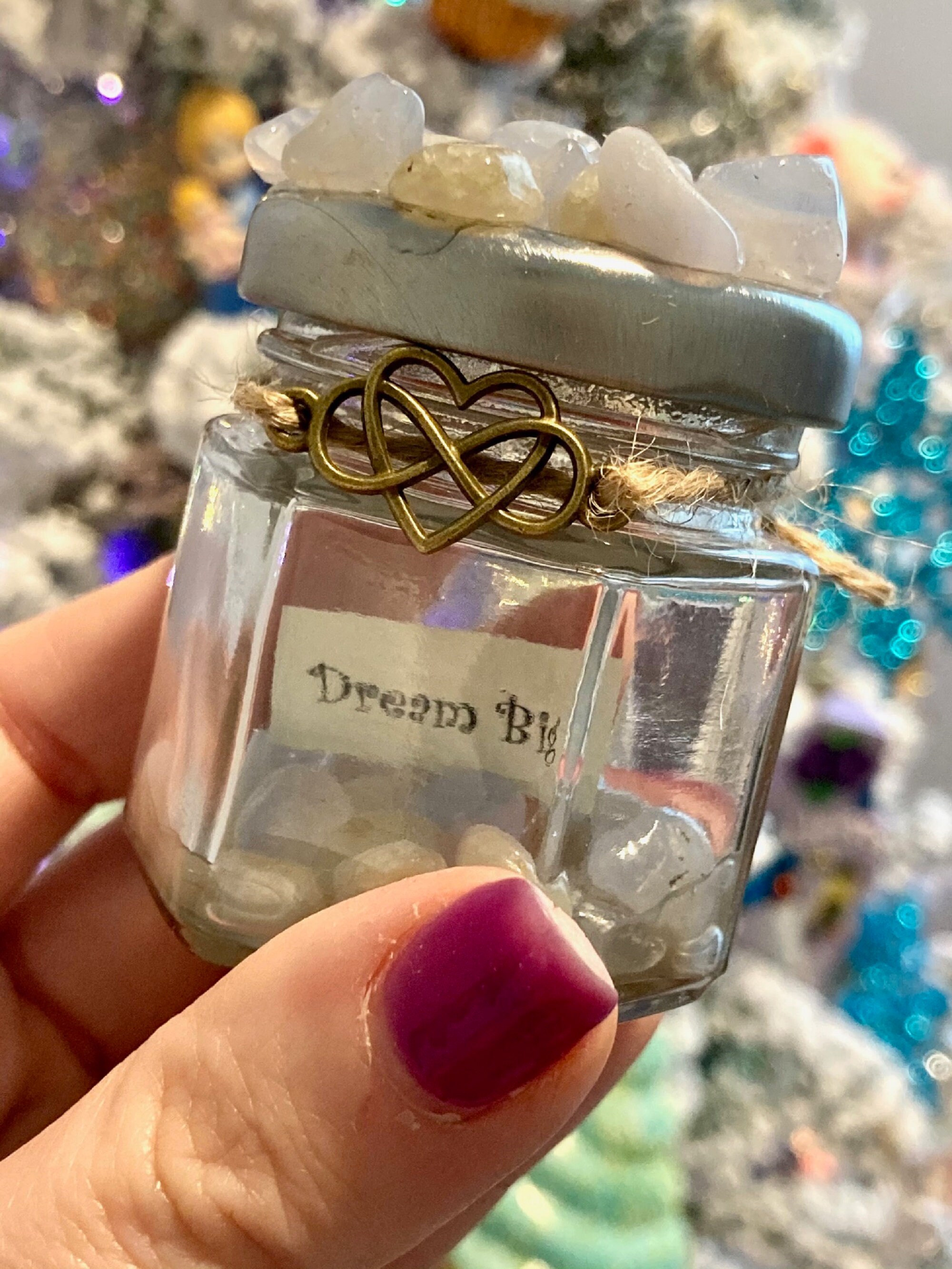 Gem Jars - Chalcedony Crystals, Inspirational Message Dream Big and ...