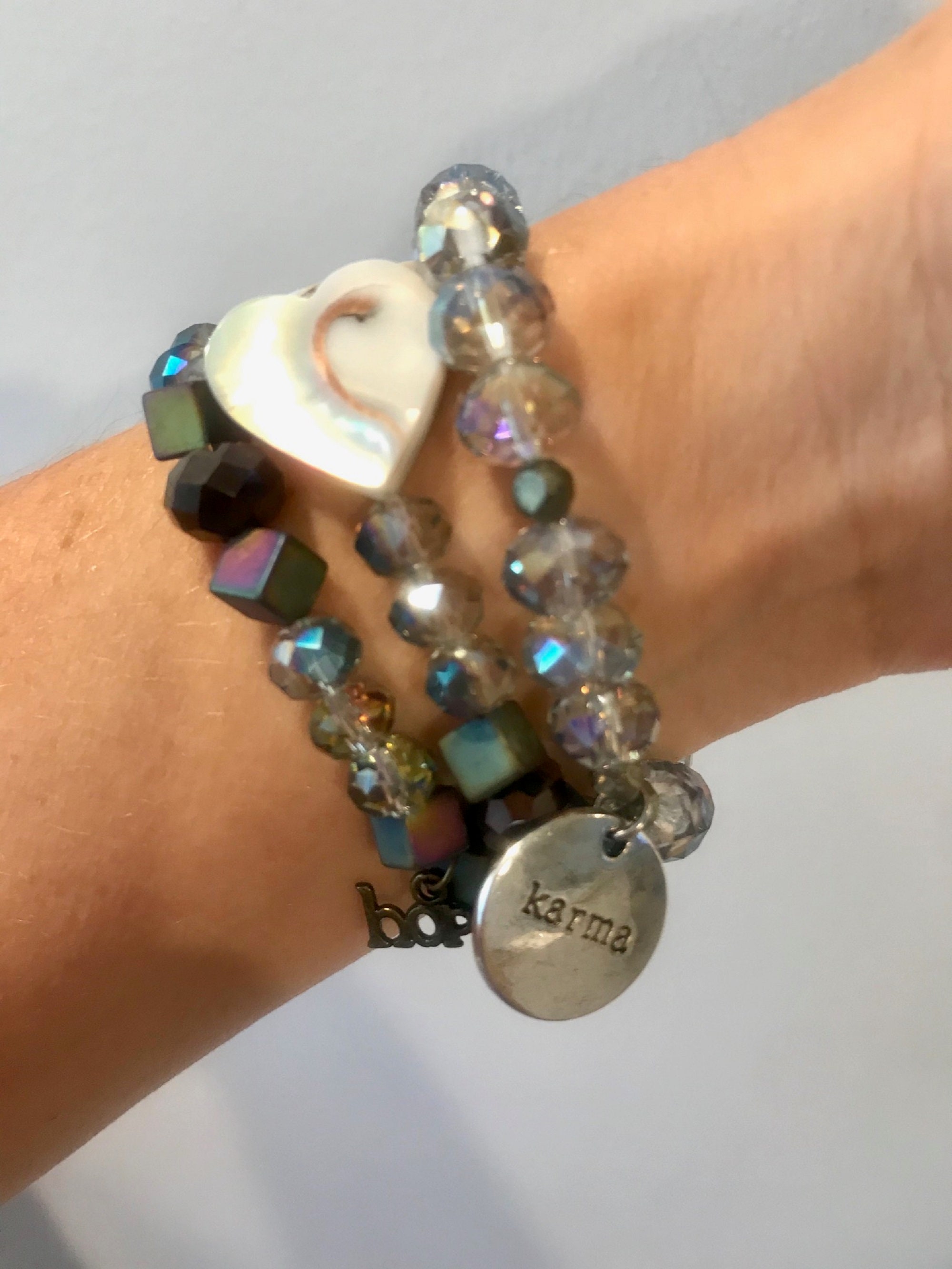 Crystal, Nautilus Shell/Abalone, Iron Pyrite Gemstone Angel Bracelet ...
