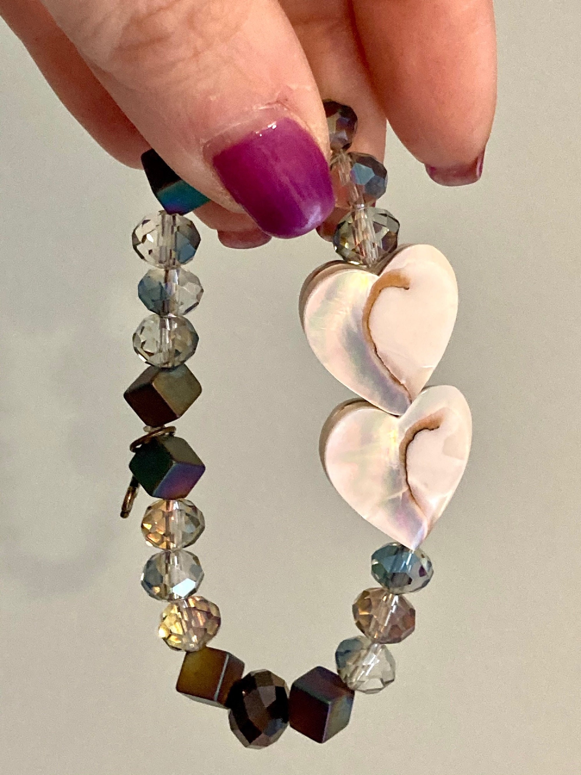 Gemstone Bracelet - Crystal / Nautilus Shell/Abalone / Hematite Healing ...